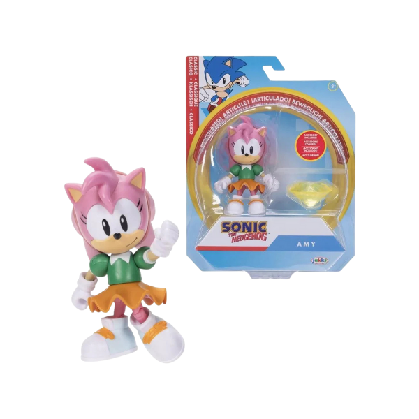 Sonic The Hedgehog Classic Amy 4" Action Figure with Yellow Chaos Emer ...